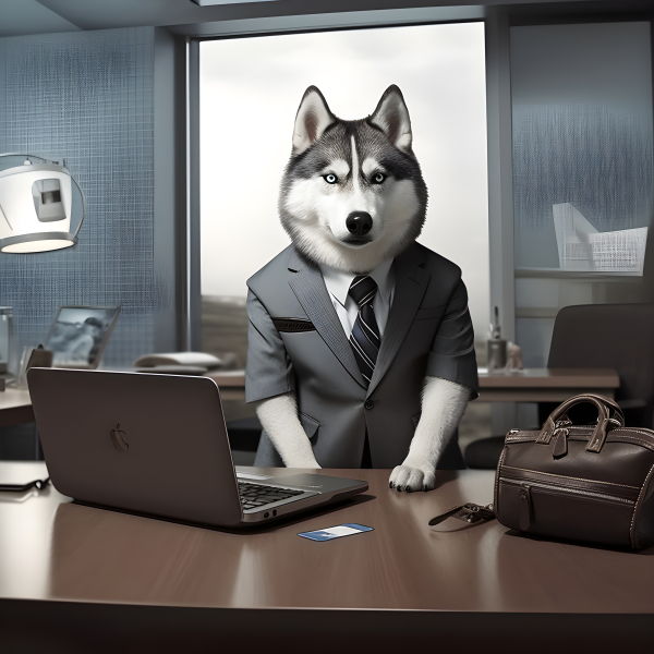A Husky wearing a Suit at the Office. - Impossible Images - Unique ...