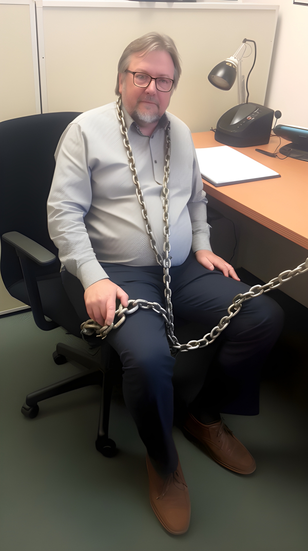 A man chained to a desk - Impossible Images - Unique stock images for ...