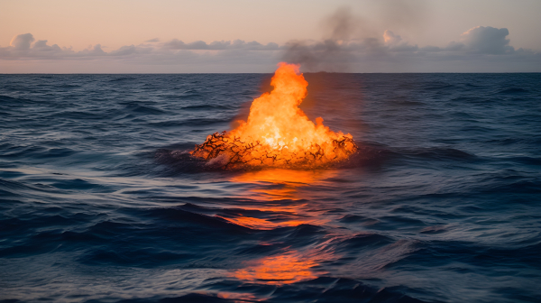 Bubbling fire in the middle of the ocean - Impossible Images - Unique ...
