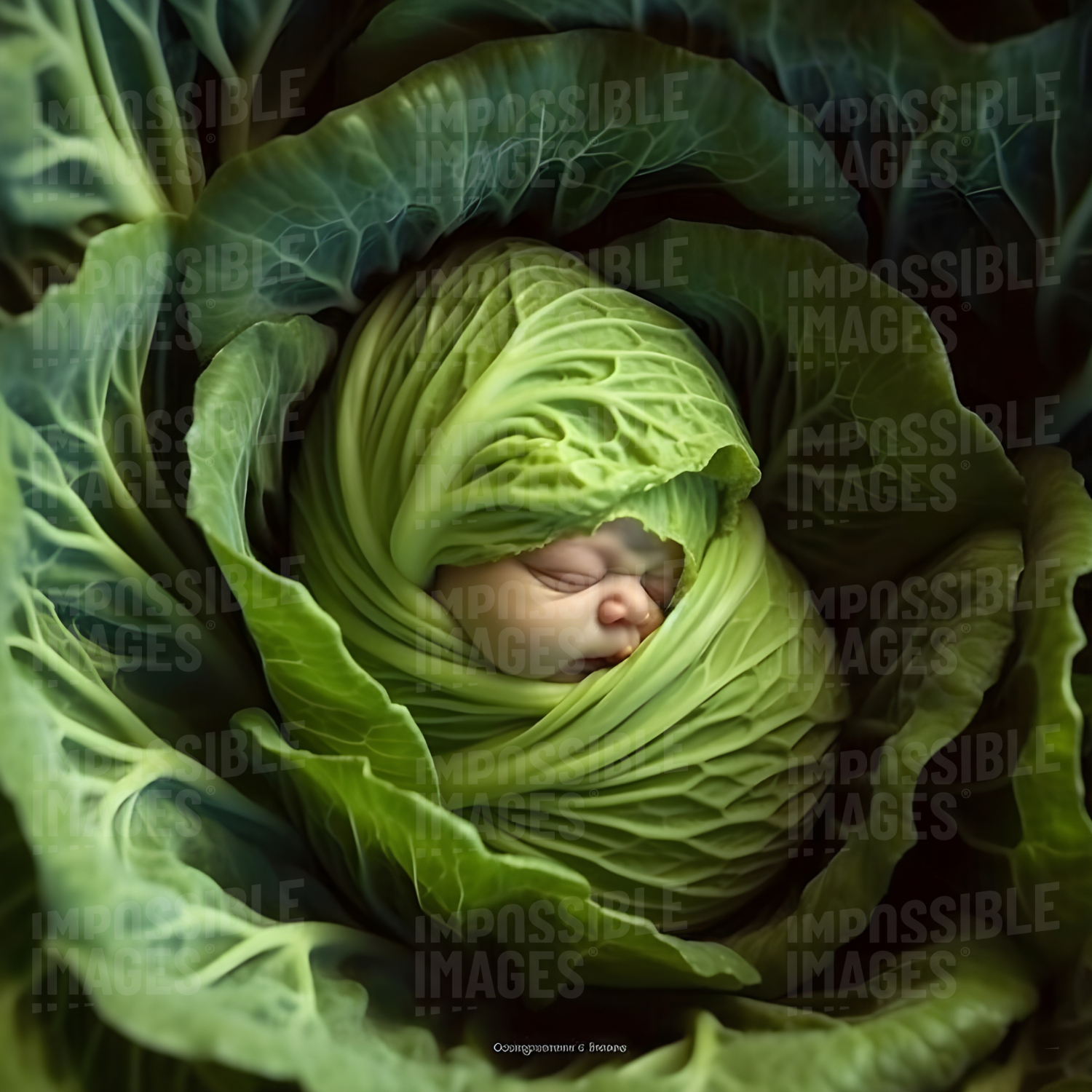 A tiny newborn baby swaddled in cabbage - Impossible Images - Unique ...