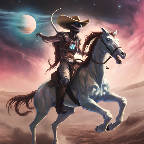 An Alien Cowboy riding a Horse - Impossible Images - Unique stock ...