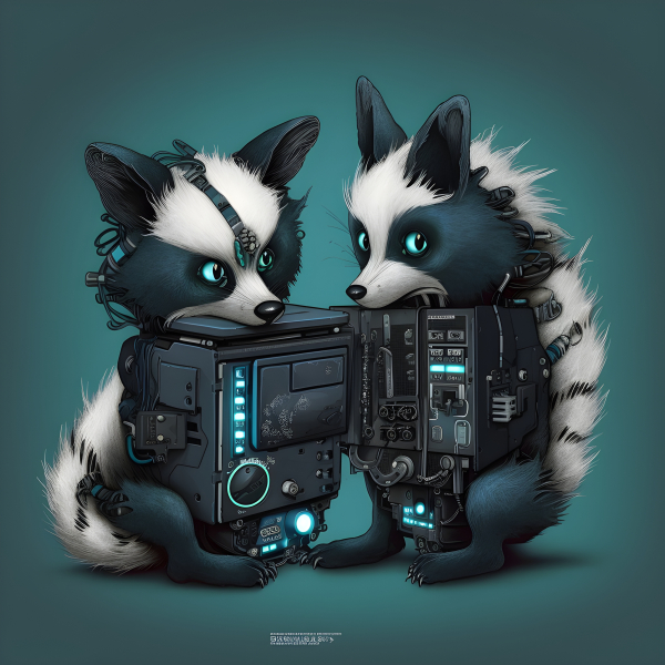Cute Blue Raccoons characters, connected to computers. - Impossible ...