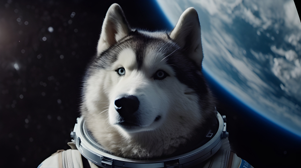 A Husky astronaut floating in space. - Impossible Images - Unique stock ...