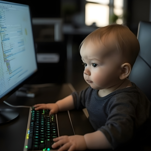 A Baby Computer Developer, sat at a desk. - Impossible Images - Unique ...
