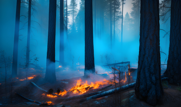 Blue mist during a forest fire - Impossible Images - Unique stock ...