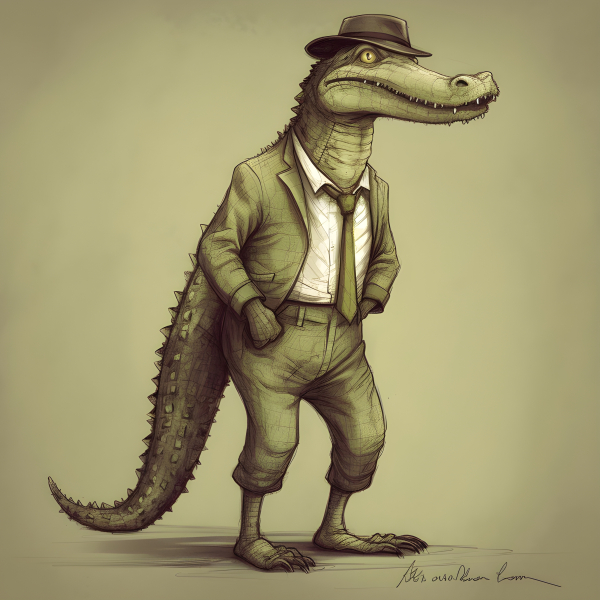 An anthropomorphic Crocodile wearing a Suit. - Impossible Images ...