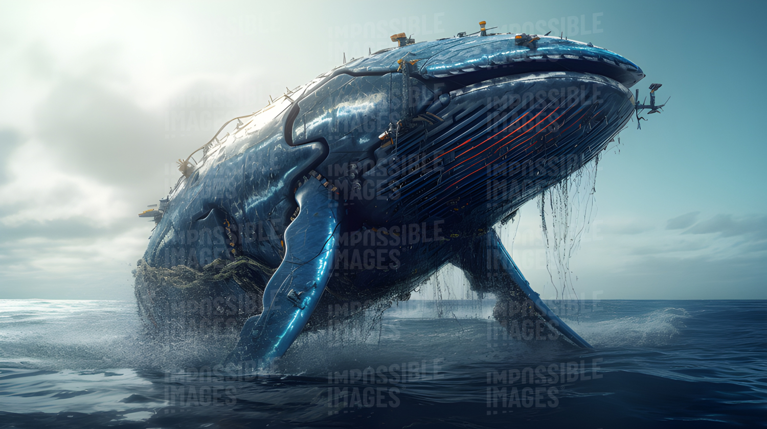 A mega tech whale in the ocean - Impossible Images - Unique stock images for commercial use.
