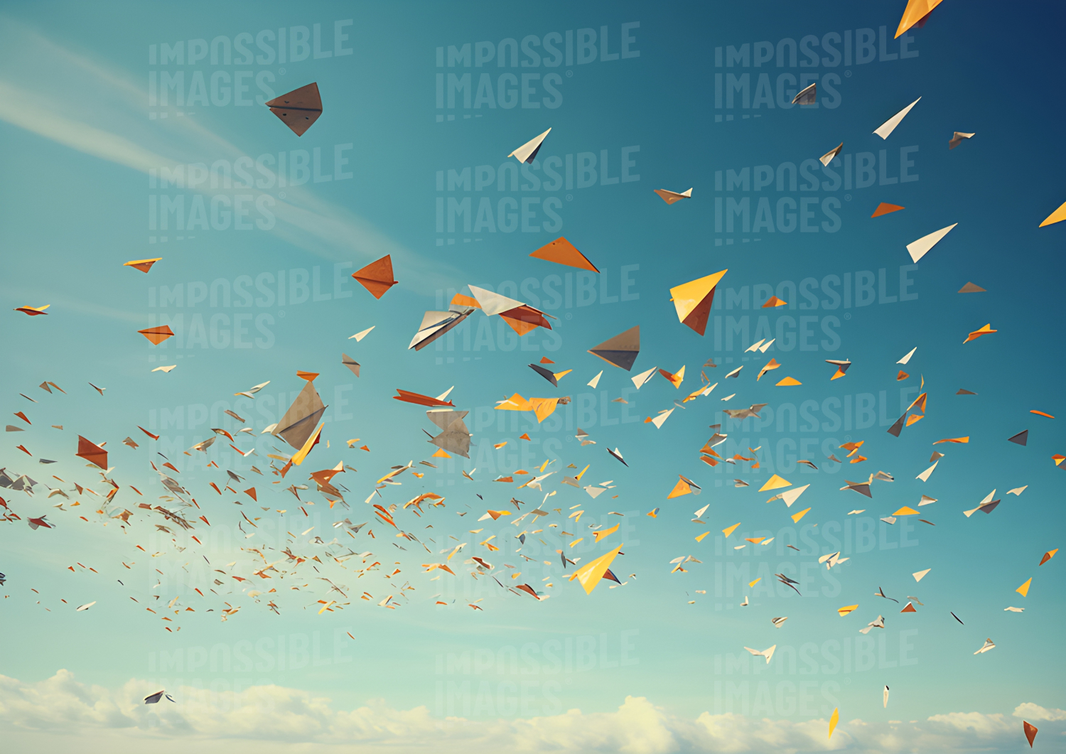 100s of paper planes in the sky - Impossible Images - Unique stock ...