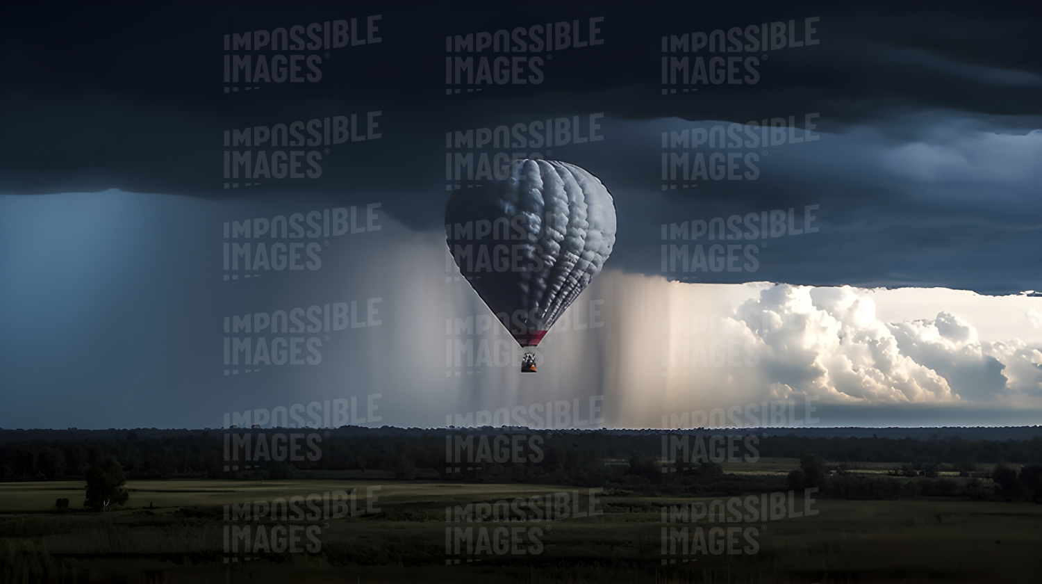 A Hot Air Balloon made of Clouds, storm in distance. - Impossible ...