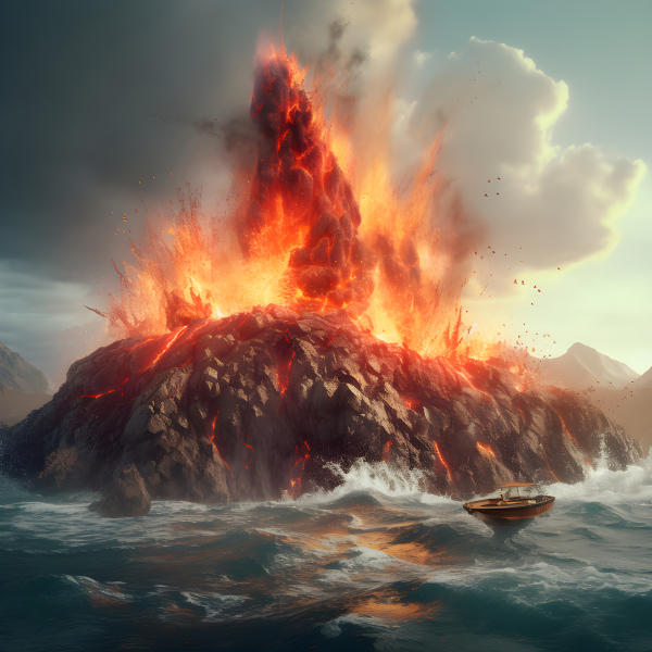A Coastal Volcano erupting. - Impossible Images - Unique stock images ...