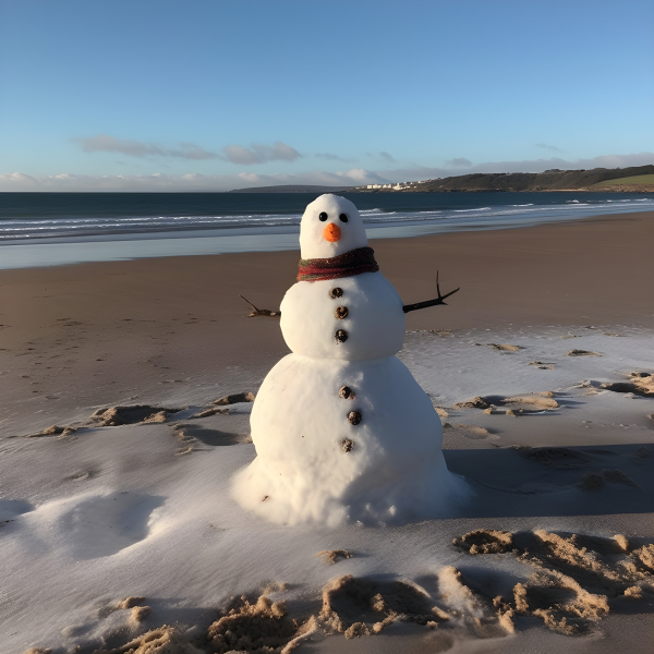 A Snowman on the Beach, melting. - Impossible Images - Unique stock ...