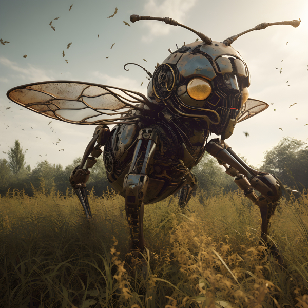 A Giant Cyborg Bee in a Field. - Impossible Images - Unique stock ...