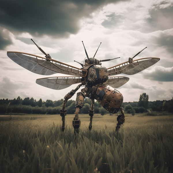 A Giant Cyborg Dragonfly in a Field. - Impossible Images - Unique stock ...