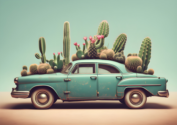 A car with Cacti on top of it - Impossible Images - Unique stock images ...
