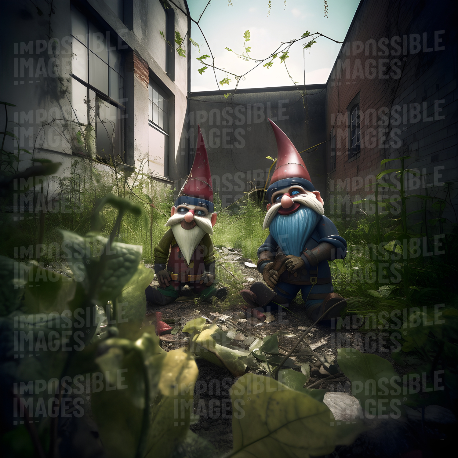 Two evil gnomes in a garden - Impossible Images - Unique stock images ...