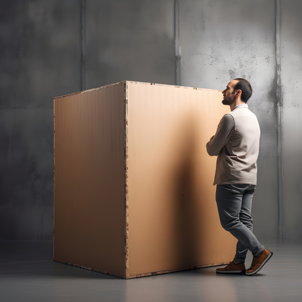 A man thinking outside the box - Impossible Images - Unique stock ...