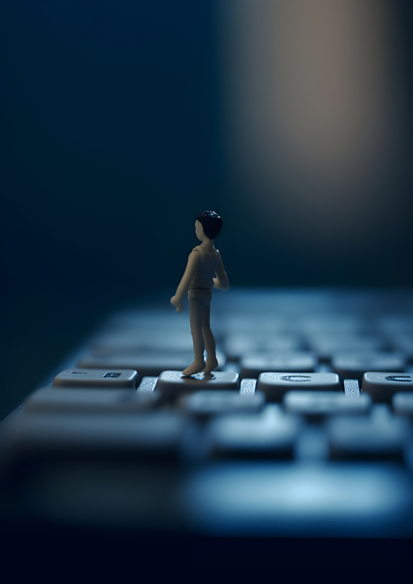 Tiny person on a keyboard - Impossible Images - Unique stock images for ...