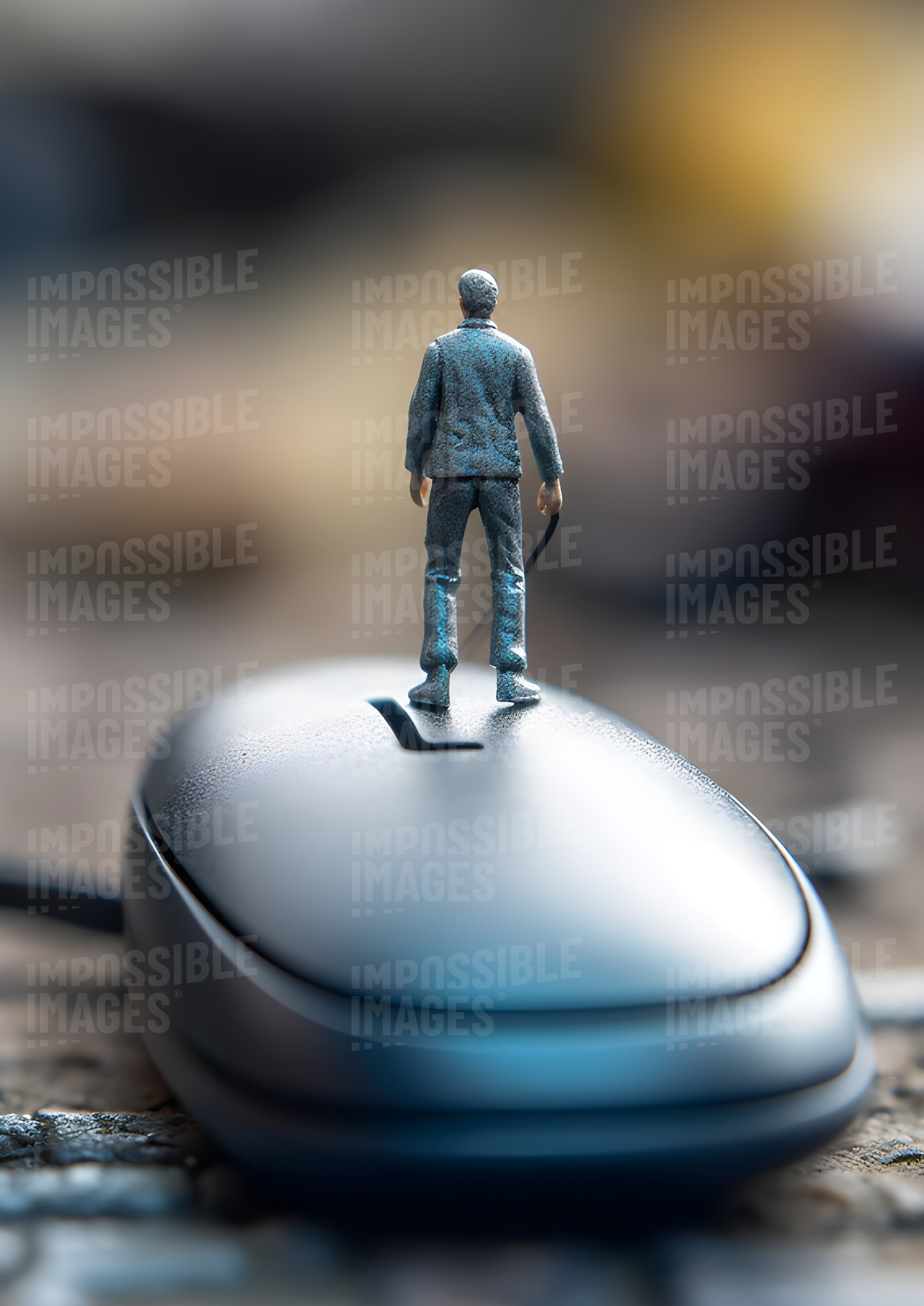 A tiny person on a computer mouse - Impossible Images - Unique stock ...