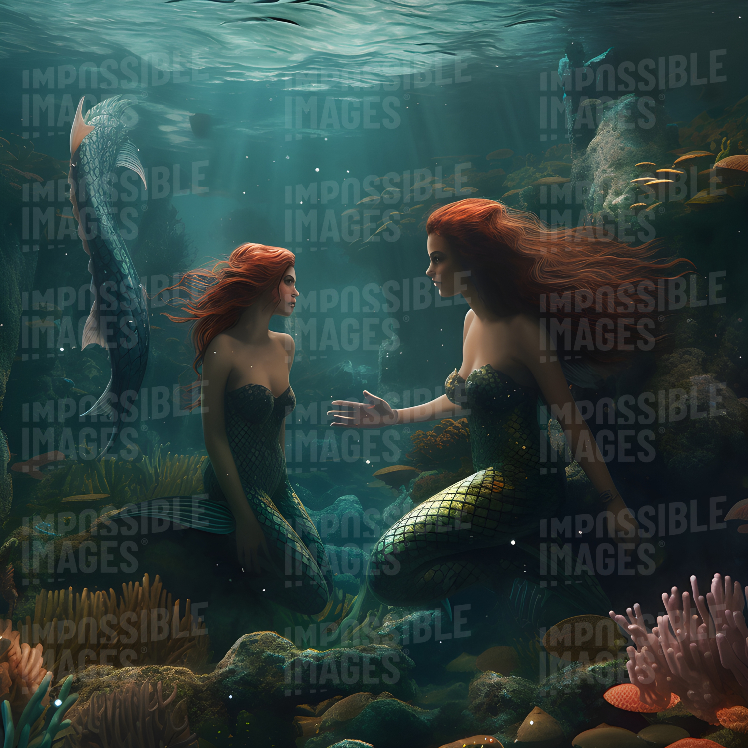 Two mermaids having a chat - Impossible Images - Unique stock images ...