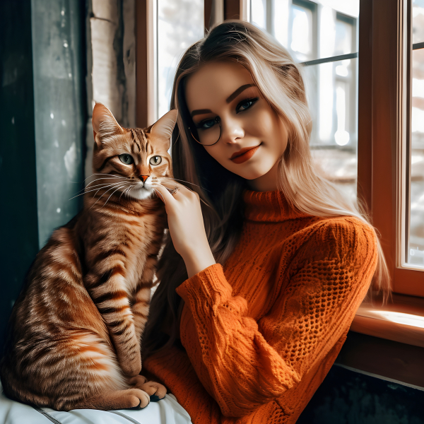Lady with a monocle and a beautiful cat - Impossible Images - Unique ...