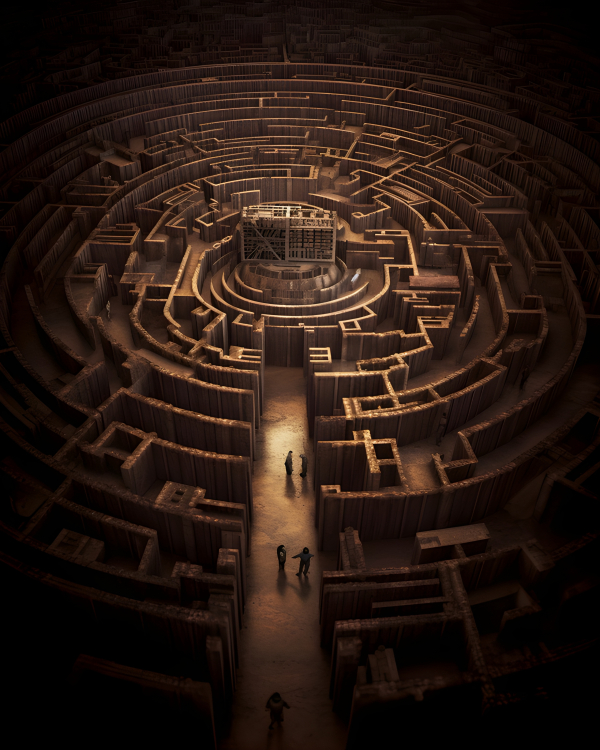 Labyrinth made of books - Impossible Images - Unique stock images for commercial use.
