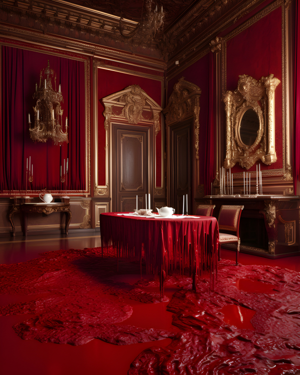 Grand room with melting furniture - Impossible Images - Unique stock ...