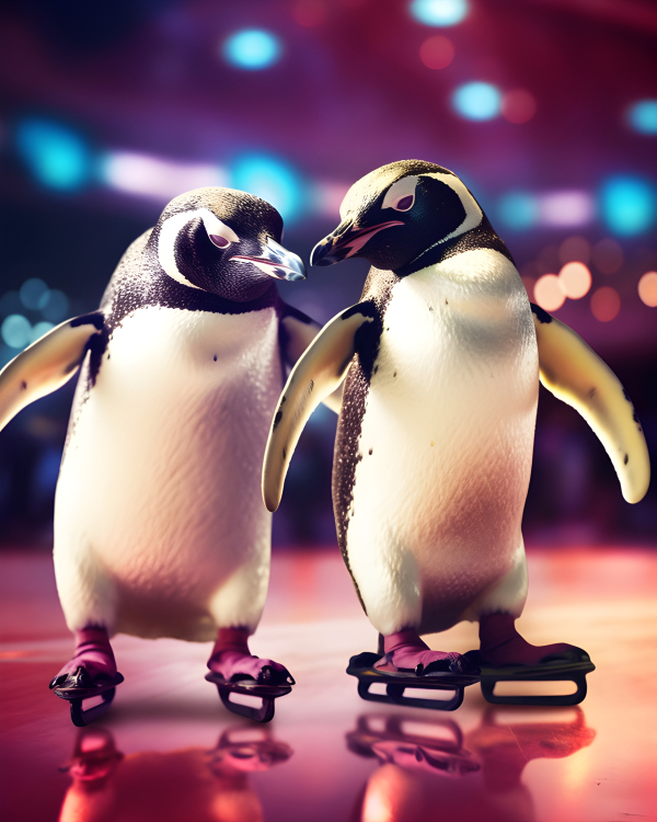 Penguins at an ice rink - Impossible Images - Unique stock images for ...