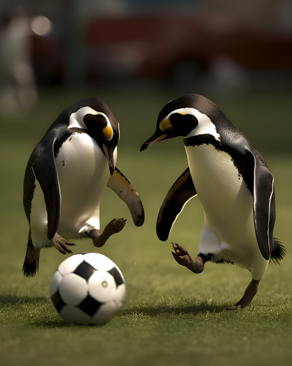 Penguins playing football - Impossible Images - Unique stock images for ...
