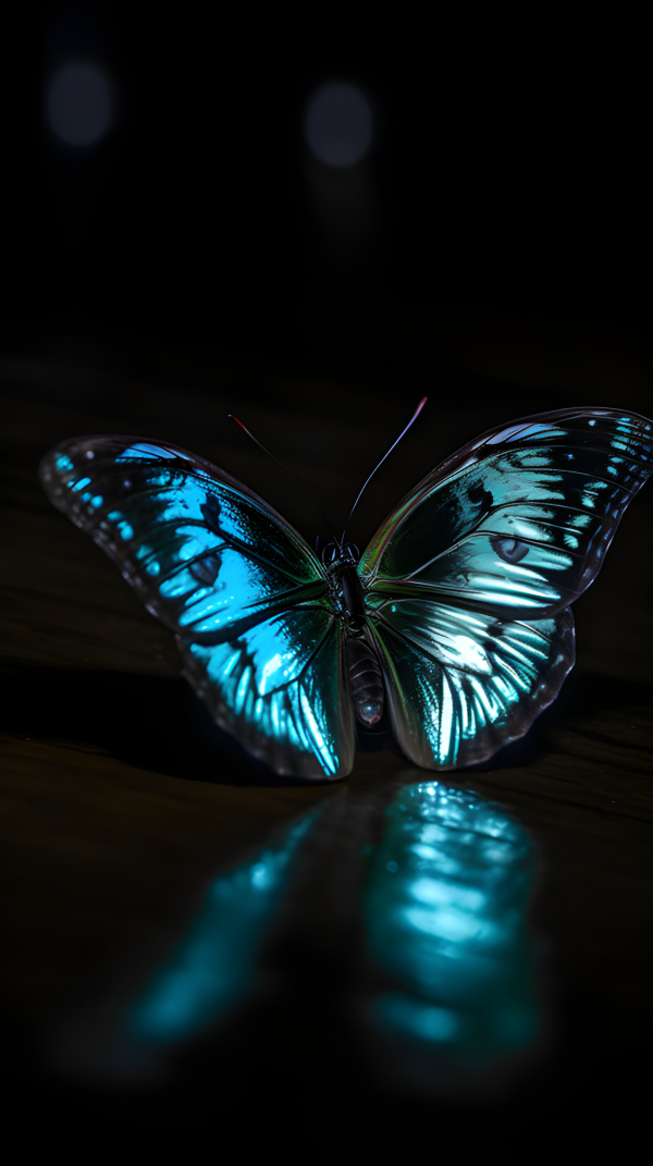 Neon blue butterfly in the dark - Impossible Images - Unique stock ...