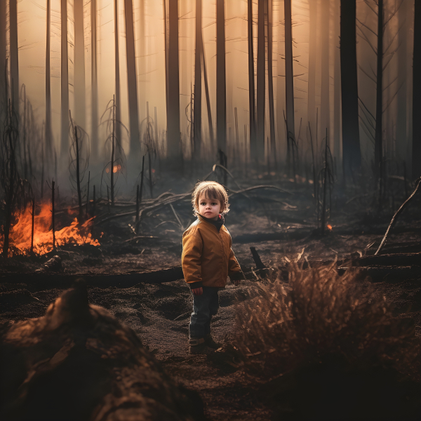 Small child in the middle of a forest fire - Impossible Images - Unique ...
