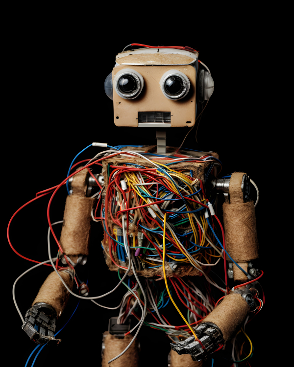 A robot made of cardboard and wires - Impossible Images - Unique stock ...