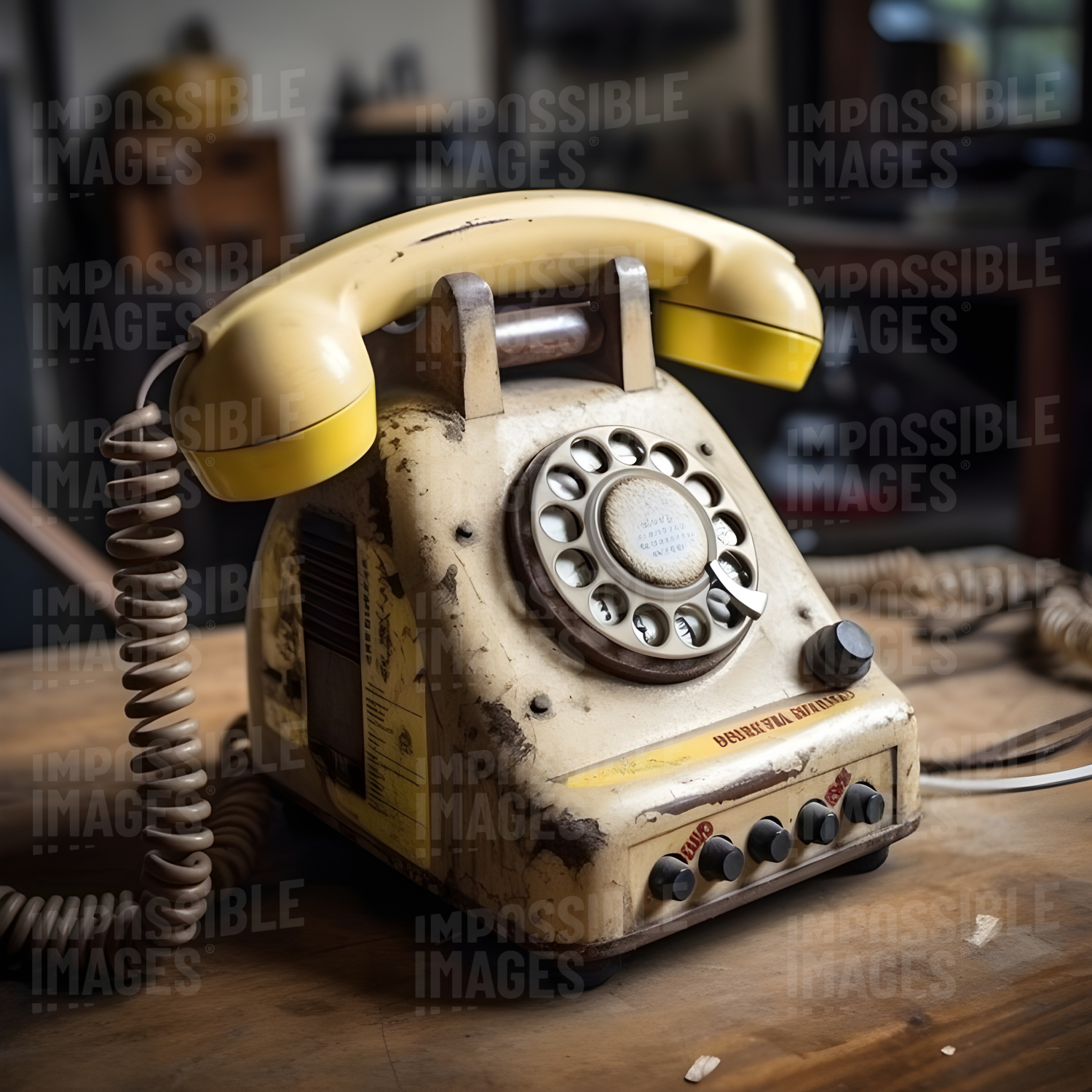 A vintage analogue telephone in yellow - Impossible Images - Unique ...