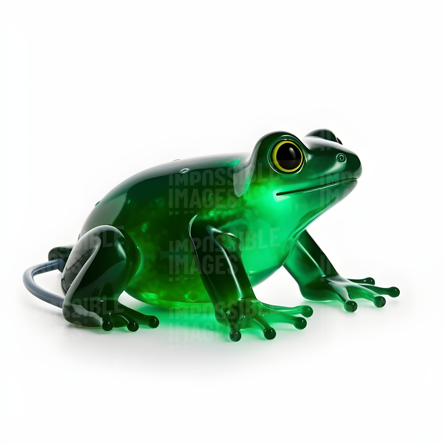 An electric green translucent frog on white background - Impossible ...