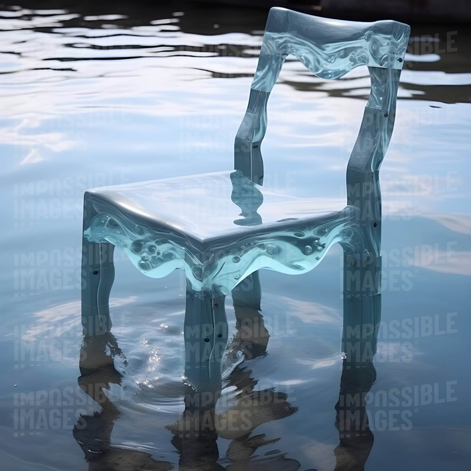A chair made from water, in a lake - Impossible Images - Unique stock ...