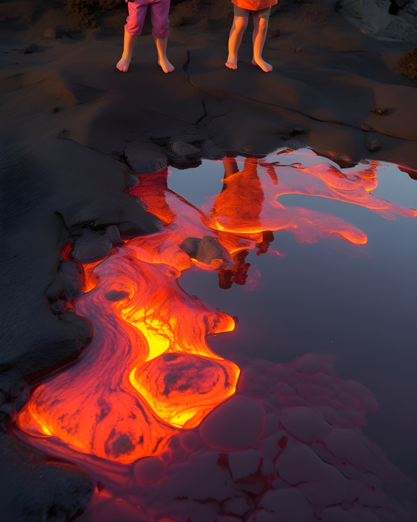 Kids and the lava pool - Impossible Images - Unique stock images for ...