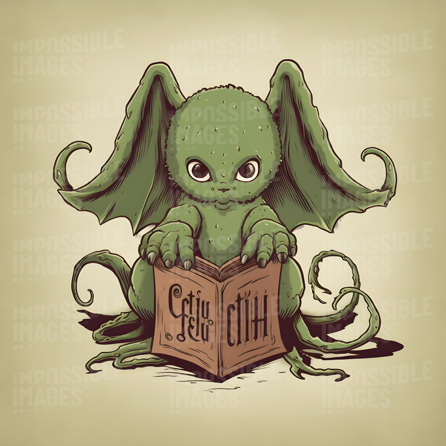 Cute demon reading a book of arcane lore - Impossible Images - Unique ...