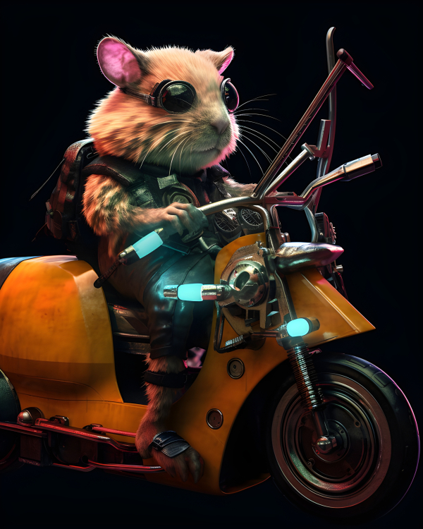 Hamster on a futuristic bike - Impossible Images - Unique stock images ...