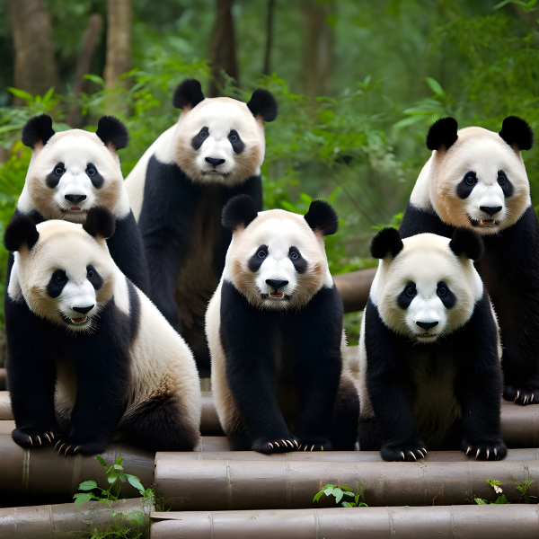 An embarrassment of pandas posing at the camera - Impossible Images ...