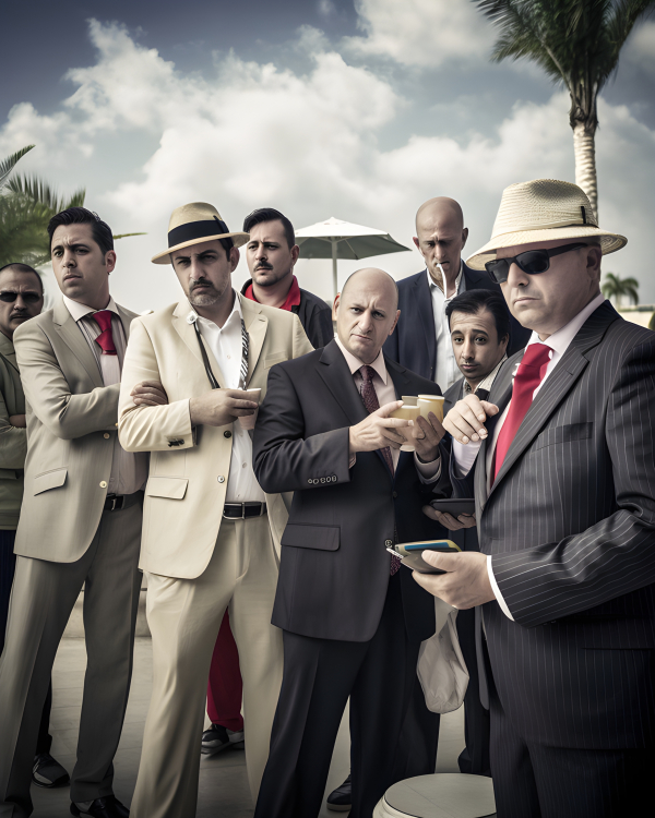 Gangsters at a pool party - Impossible Images - Unique stock images for ...