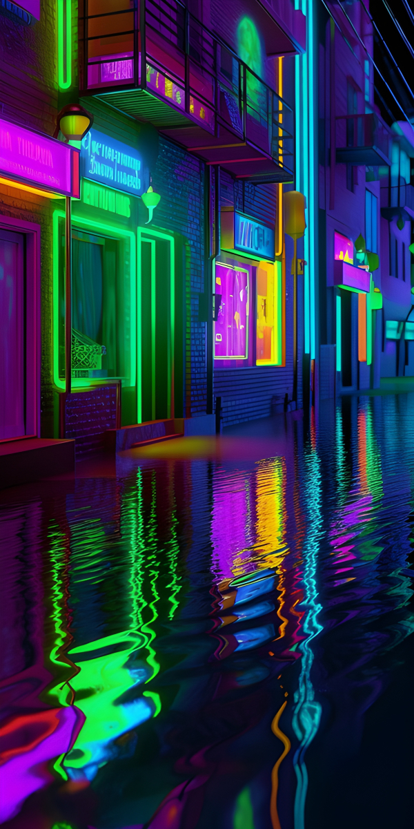 Neon signs in a flooded town - Impossible Images - Unique stock images ...
