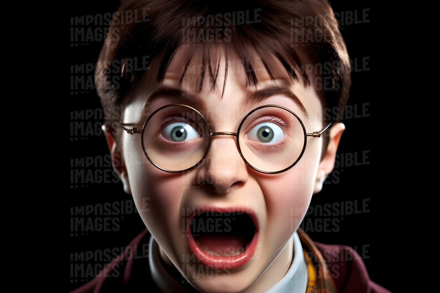 A boy with glasses and brown hair pulling a strange facial expression ...