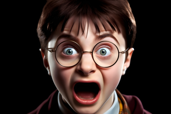 A boy with glasses and brown hair pulling a strange facial expression ...