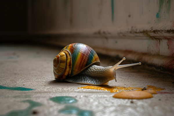 A snail with a rainbow coloured shell watching paint dry - Impossible ...