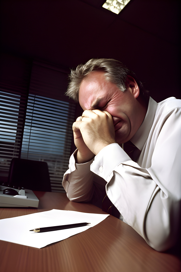 A business man crying at his desk - Impossible Images - Unique stock ...