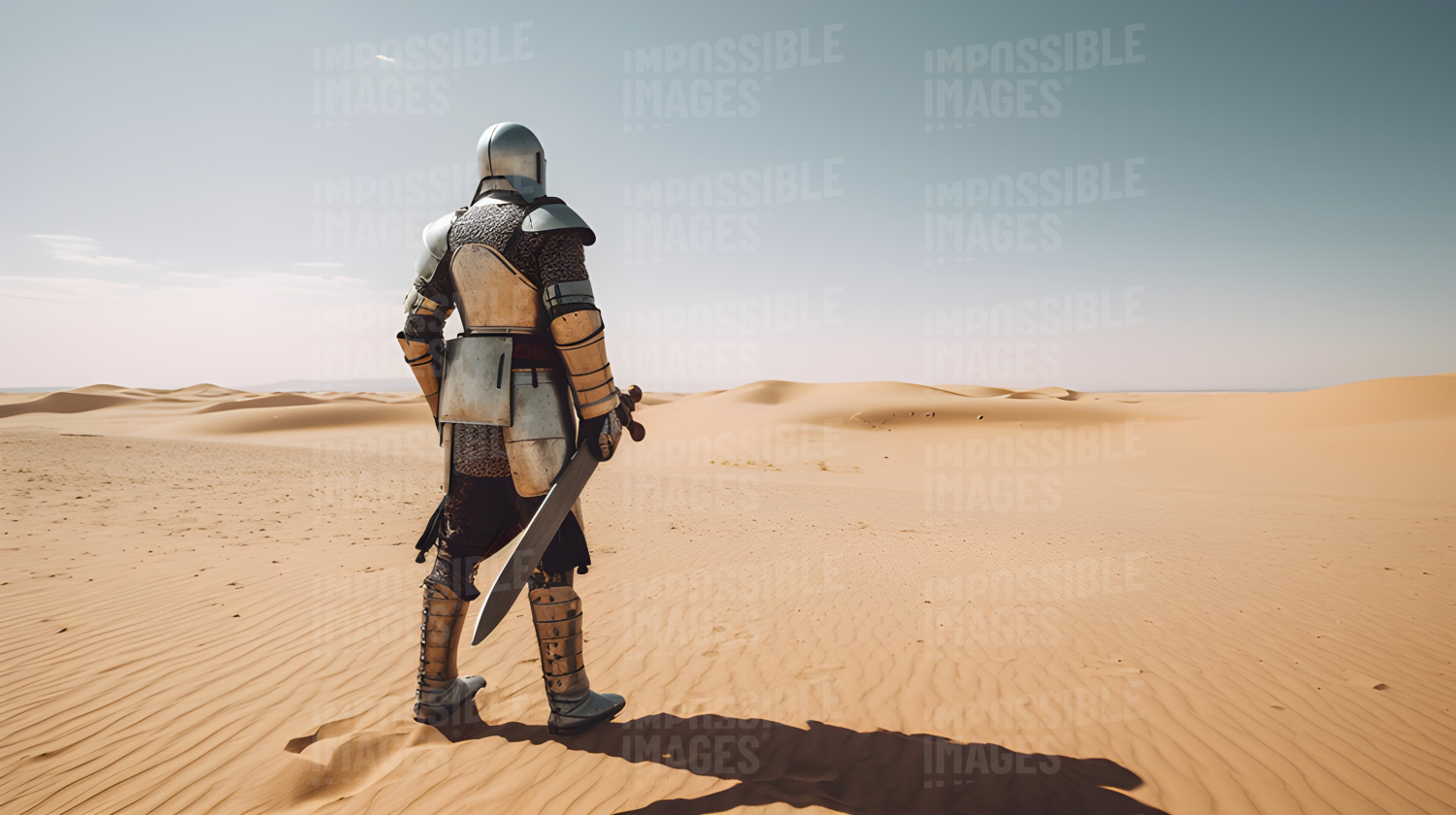 A knight lost in the desert - Impossible Images - Unique stock images ...