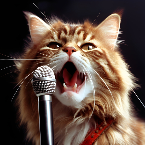A cat signing into a microphone - Impossible Images - Unique stock ...