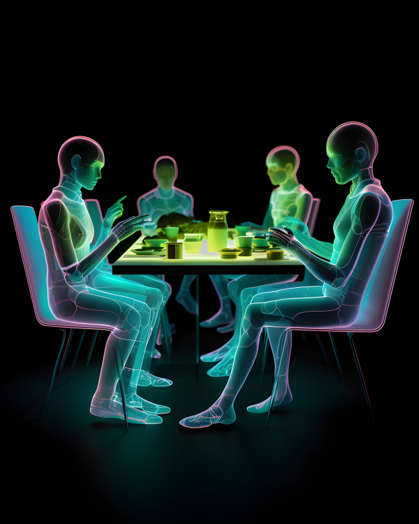 Hologram people sat around a dinner table - Impossible Images - Unique ...