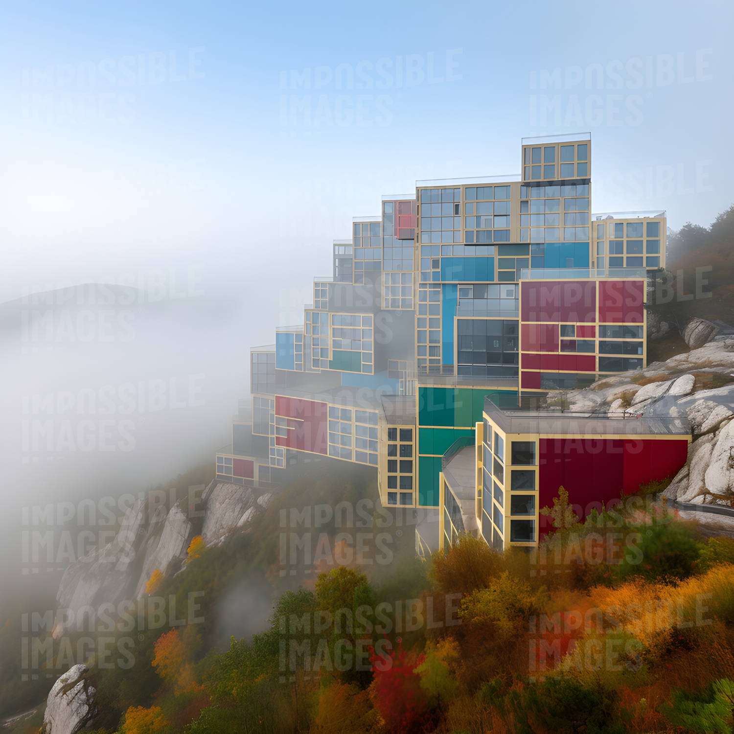 Cubic Mountainside buildings - Impossible Images - Unique stock images ...