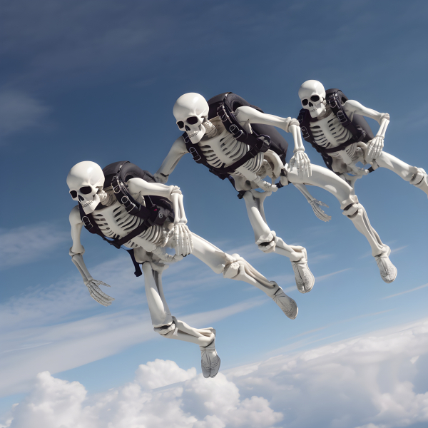 Three skeletons skydiving - Impossible Images - Unique stock images for ...