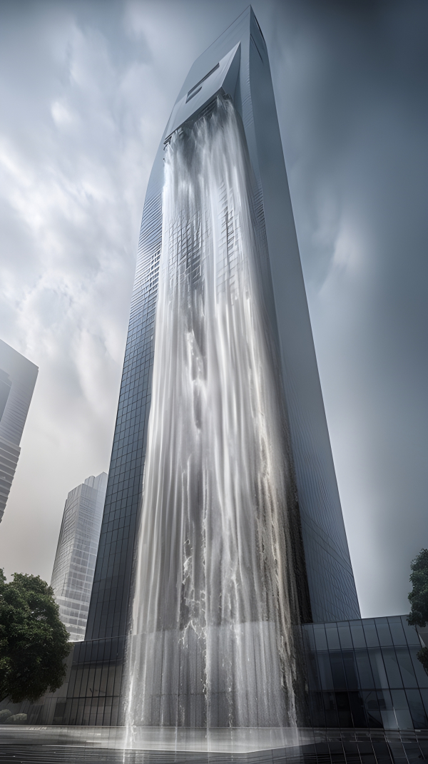 Water pouring from a skyscraper - Impossible Images - Unique stock ...